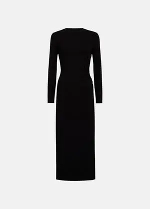 Vince Stretch-jersey Ruched-waist Midi Dress - Black