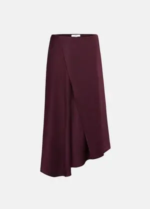 Vince Draped Satin Skirt - Cherry Night