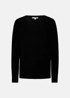 Vince Wool-cashmere Boxy V-neck Sweater - Black