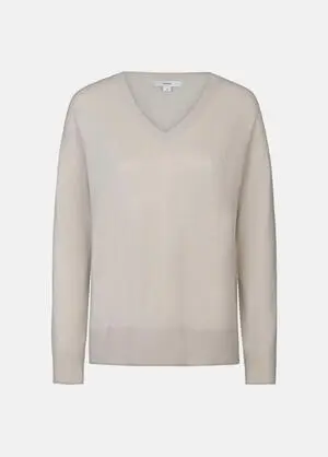 Vince Wool-cashmere Boxy V-neck Sweater Silver