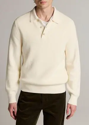 Vince Heirloom Shaker Cotton-cashmere Polo Sweater - Bone