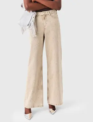 Maje Wide-leg Rhinestone Jeans