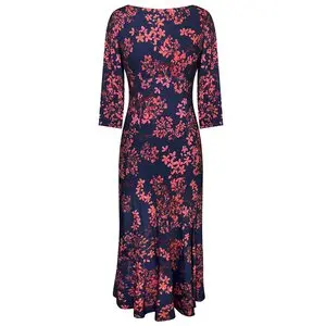 ALIE STREET LONDON Maxine Asymmetric Dress Floral Print - Blue/brown/pink