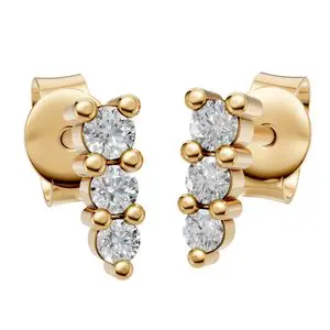 AYA FINE JEWELRY Everyday Round Lab Diamond Drop Stud Earrings In 14k Yellow Gold