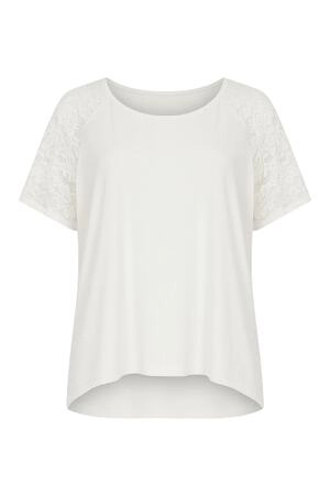 CONQUISTA Lace Detail Short-sleeved Top - White