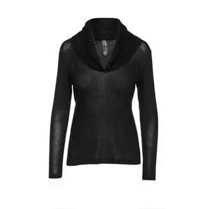 CONQUISTA Long Sleeve Collar Top - Black