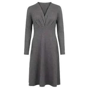 CONQUISTA Long Sleeve Empire Line Dress - Grey