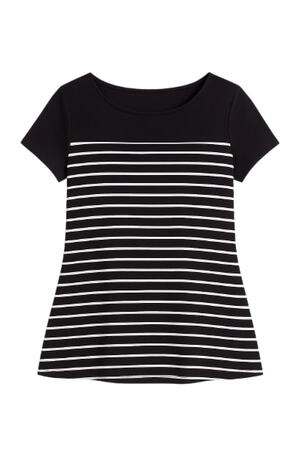 CONQUISTA A Line Short Sleeve Striped Top - Black