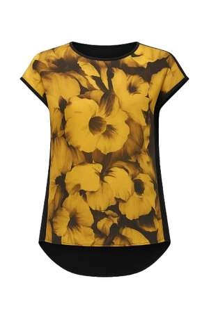 CONQUISTA Sleeveless Print Top With Rounded Neckline - Black