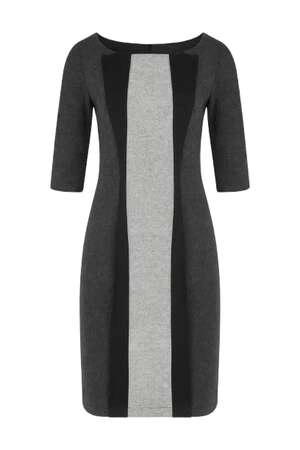 CONQUISTA Black & Elbow Dress In Felt Style Fabric - Grey