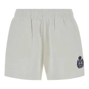 SPORTY & RICH Ny Crest Embroidered Disco Shorts - White