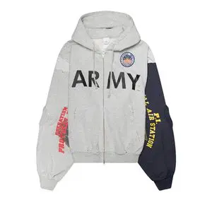 PROTOCOL INDEX Reconstructed Zip Hoodie 'melange - Grey