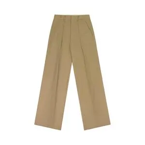 ANN DEMEULEMEESTER Botel Wide Leg Pleated Trousers 'sand