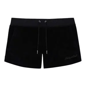 SPORTY & RICH Signature Logo Krystal Shorts /crystal - Black