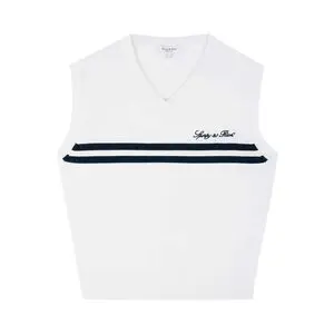 SPORTY & RICH Signature Logo Knitted Vest - White