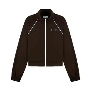 SPORTY & RICH Serif Logo Retro Track Jacket 'cioco/white