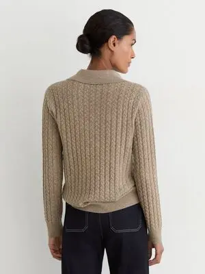 REISS Millie Wool-cashmere Cable-knit Collared Jumper