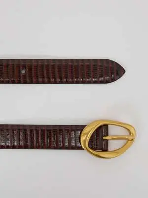 REISS Sylvia Leather Lizard-effect Sculpted-buckle Belt