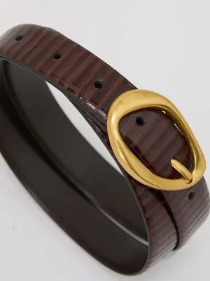 REISS Sylvia Leather Lizard-effect Sculpted-buckle Belt