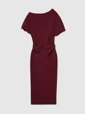 REISS Connie Off-shoulder Ruched Midi Dress