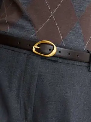 REISS Sylvia Leather Sculpted-buckle Belt