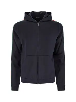 Gucci Zip Hoodie "web" Silk - Blue