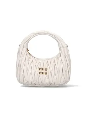 Miu Miu Quilted Lambskin Hobo Bag - White