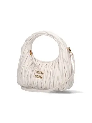Miu Miu Quilted Lambskin Hobo Bag - White
