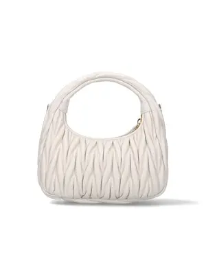 Miu Miu Quilted Lambskin Hobo Bag - White