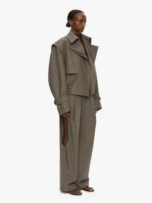 Christopher Esber Cropped Trench Bomber Jacket In Wool Suiting