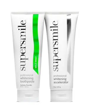 SUPERSMILE Wild Mint Whitening System With Fluoride, Professional Grade 2-step Whitening Toothpaste And Accelerator