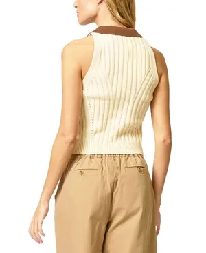 Central Park West Phoebe Zip Up Ribbed Tank