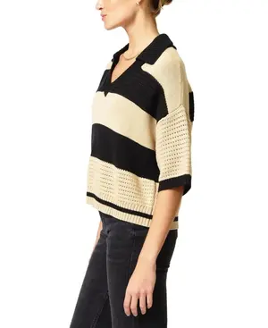 Central Park West Dean Mixed Stitch Rugby Sweater