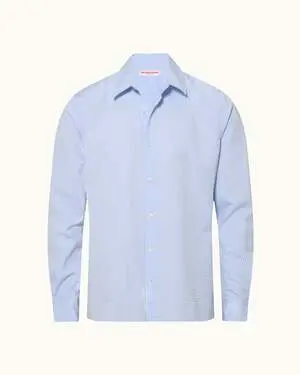 Orlebar Brown Seersucker Stripe Shirt In Surfside Blue