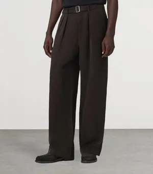 ALLSAINTS Marko Pleated Belted Wide Leg Trousers