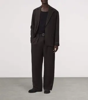 ALLSAINTS Marko Pleated Belted Wide Leg Trousers