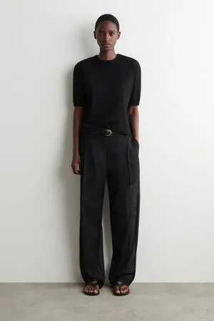Cos Sculpted-shoulder Silk-cotton T-shirt
