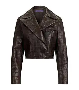 Ralph Lauren Croc-print Jaxson Moto Leather Jacket