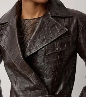Ralph Lauren Croc-print Jaxson Moto Leather Jacket