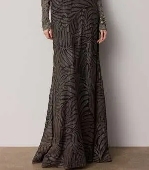 Ralph Lauren Foiled Silk Chiffon Maxi Skirt - Gold