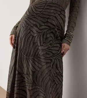 Ralph Lauren Foiled Silk Chiffon Maxi Skirt - Gold
