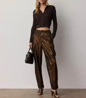 Ralph Lauren Mulberry Silk Cropped Cardigan
