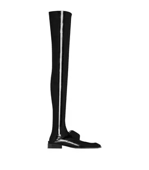 Saint Laurent Vinyl Romeo Over-the-knee Boots - Black