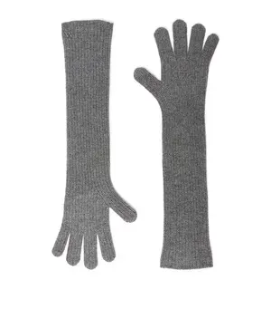 Max Mara Cashmere Logo Gloves - Grey