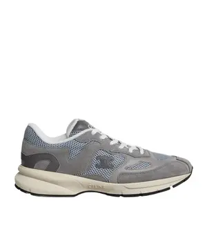 Celine Runner Sneaker In Calfskin, Suede Calfskin And Mesh - Gray/off-white