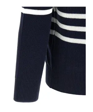 Brunello Cucinelli Half-zip English Rib Striped Jumper