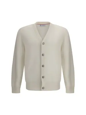 Brunello Cucinelli V-neck Knitted Cardigan - Nude