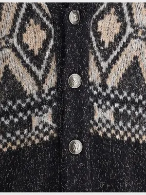 Brunello Cucinelli Shawl Collar Graphic Print Knitted Cardigan