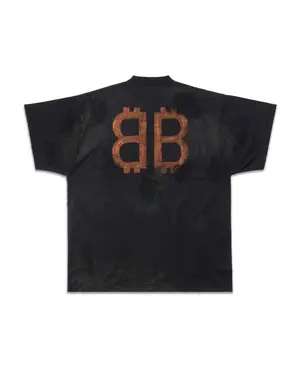 Balenciaga T-shirt Crypto Oversize In Nero Délav