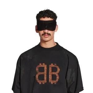 Balenciaga T-shirt Crypto Oversize In Nero Délav